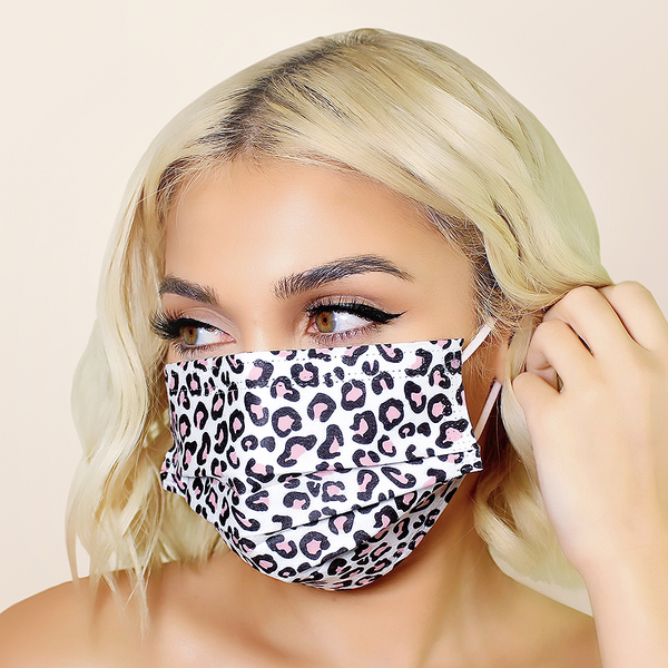 Pink Leopard Face Masks 5pk 3ply Disposable, Non-Medical – Bath ...